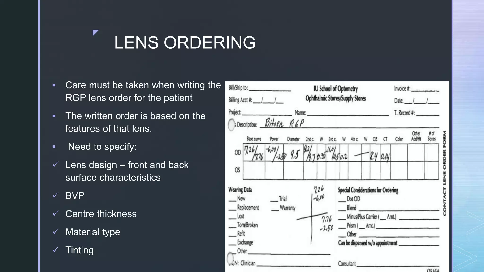 FITTING SPHERICAL RIGID GAS PERMEABLE CONTACT LENS | PPTX