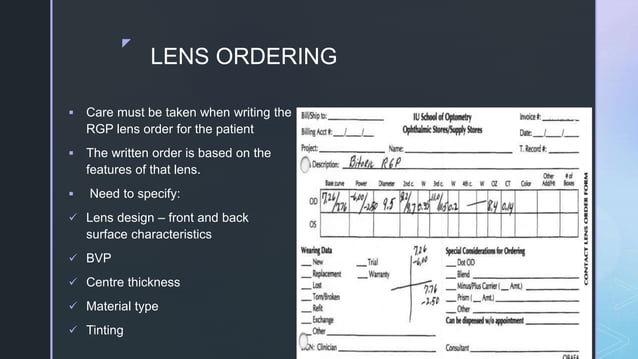 FITTING SPHERICAL RIGID GAS PERMEABLE CONTACT LENS | PPTX