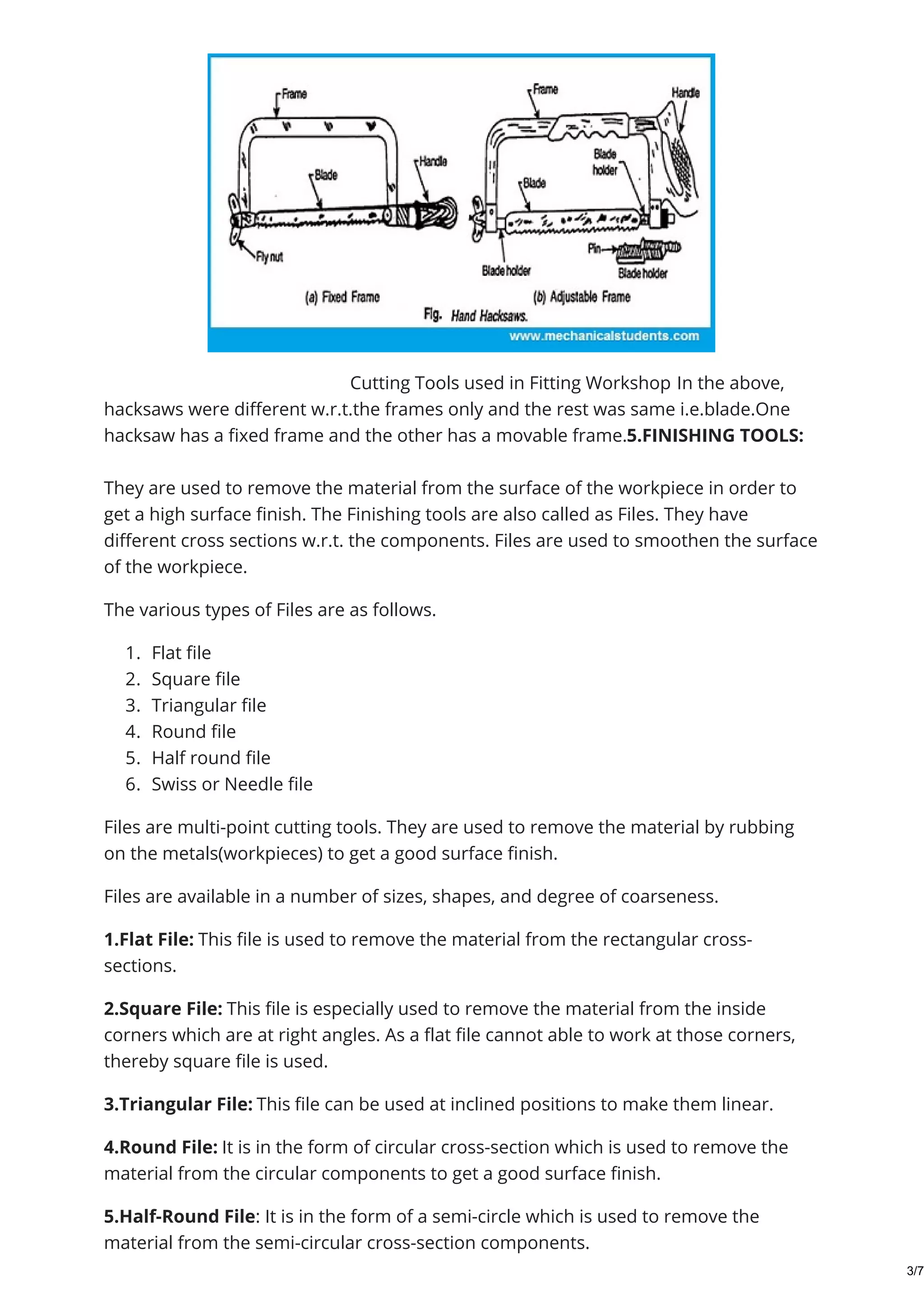 Engineering Fitting workshop:holding,measuring,marking,finishing ...