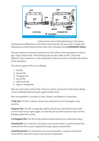 Engineering Fitting workshop:holding,measuring,marking,finishing ...