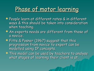 Fitts and Posner.ppt theory its uses types of learning phases | PPT