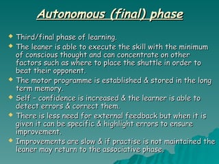 Fitts and Posner.ppt theory its uses types of learning phases | PPT
