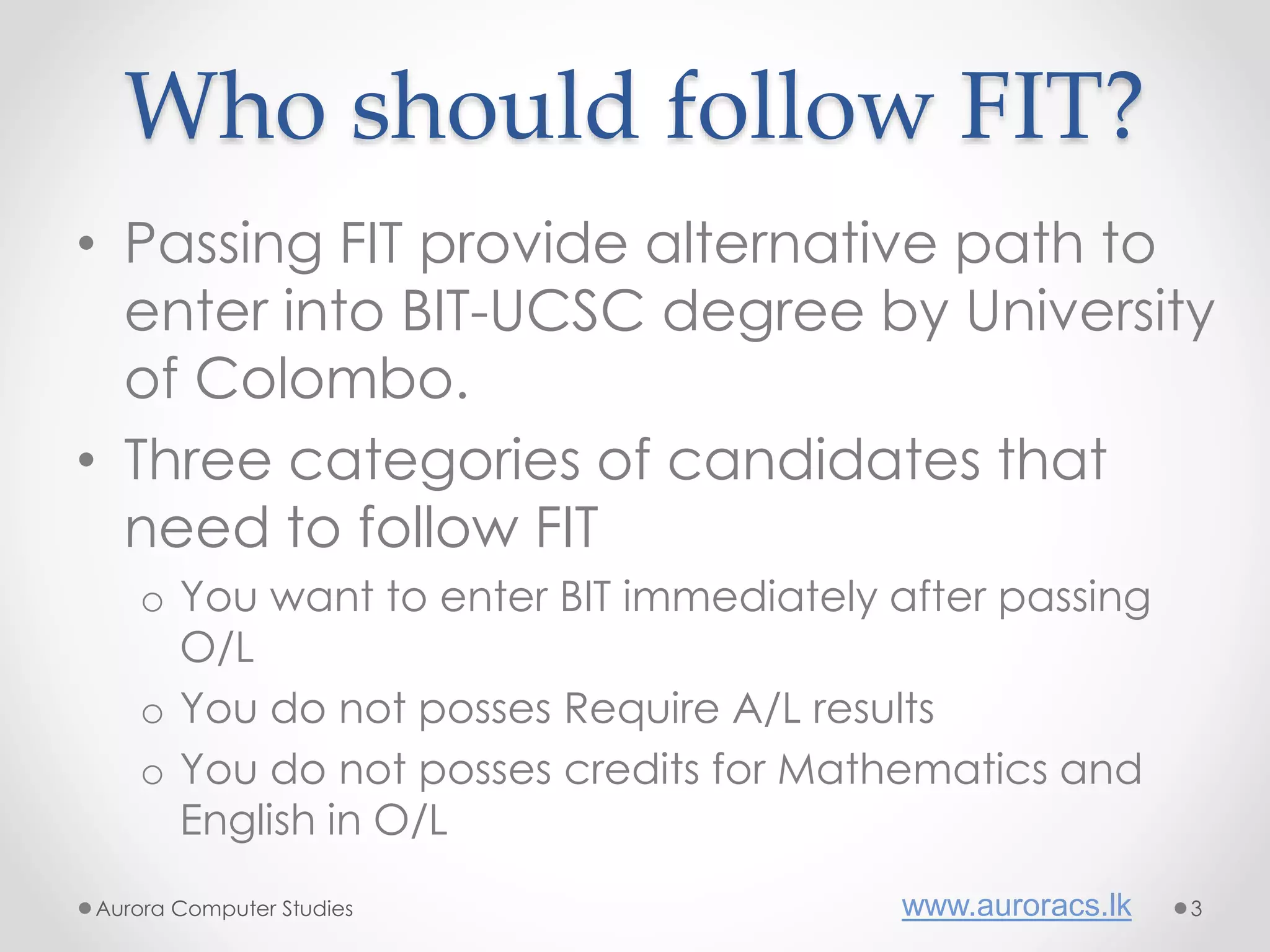 Introduction to FIT-UCSC @ Aurora | PPTX