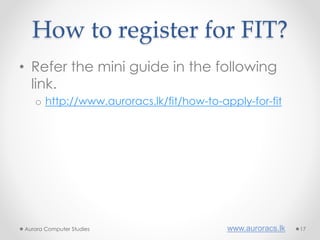 Introduction to FIT-UCSC @ Aurora | PPTX