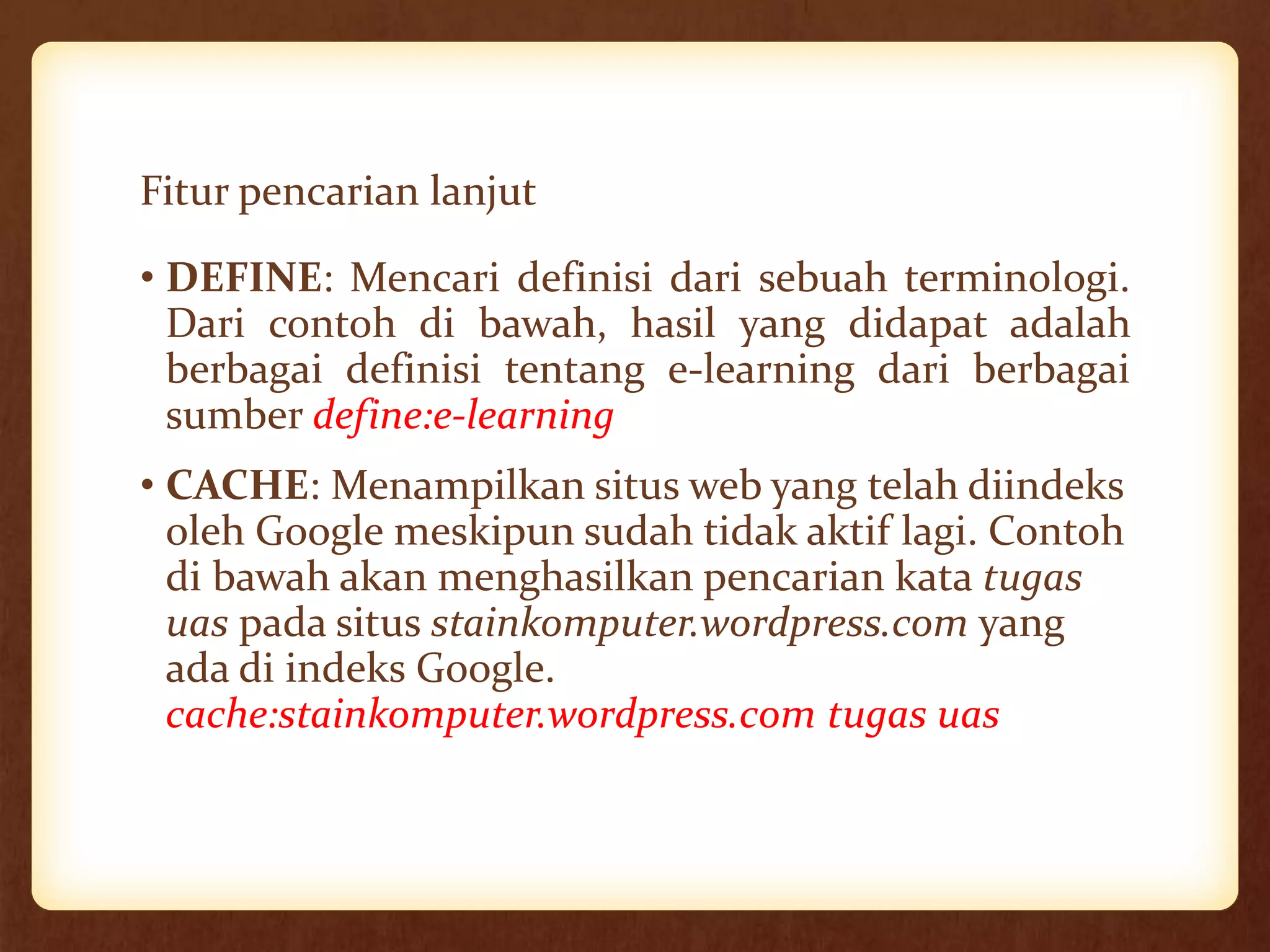 Fitur pencarian dasar | PPTX