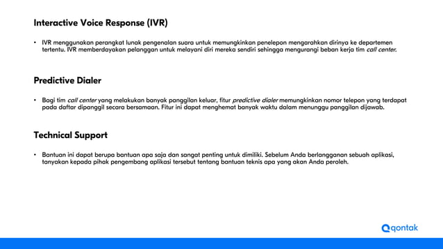 Fitur wajib dimiliki software call center | PPT