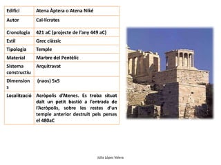 Fitxa 5 atena àptera o atenea niké | PPTX