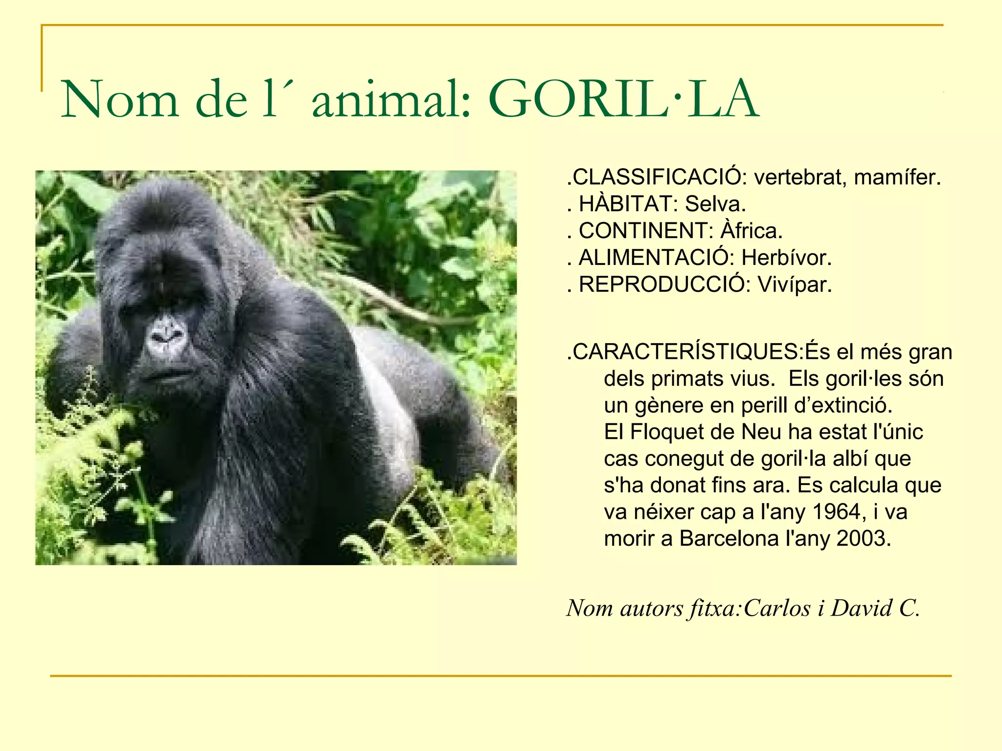 FITXA D'UN ANIMAL.3r 2013-2014 | PPT