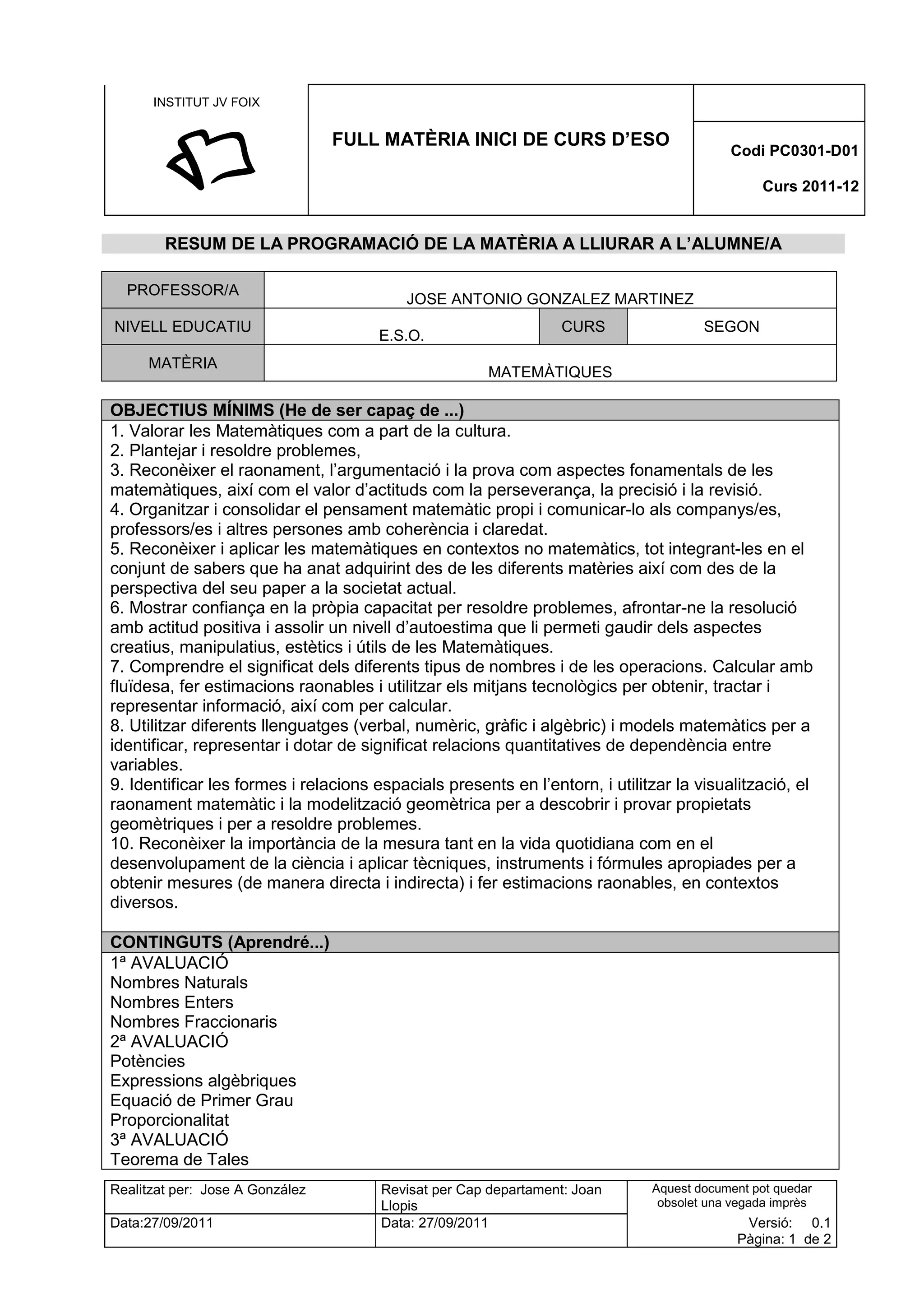 Fitxa materia segon eso_ inici curs | PDF