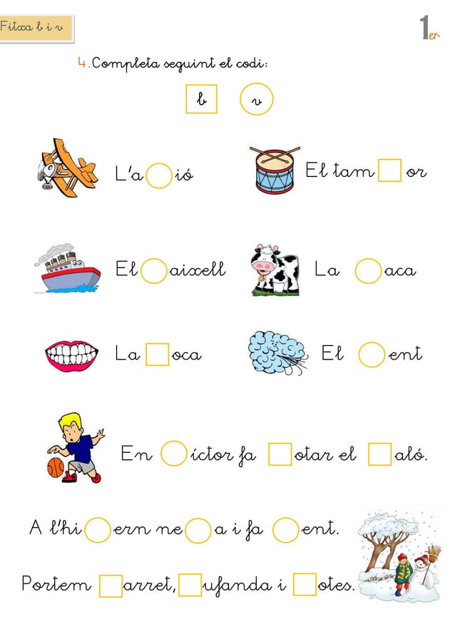 Fitxa ortogr b v 1er | PDF