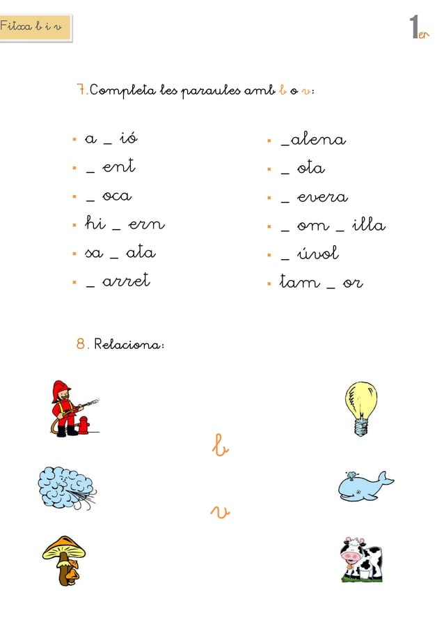 Fitxa ortogr b v 1er | PDF