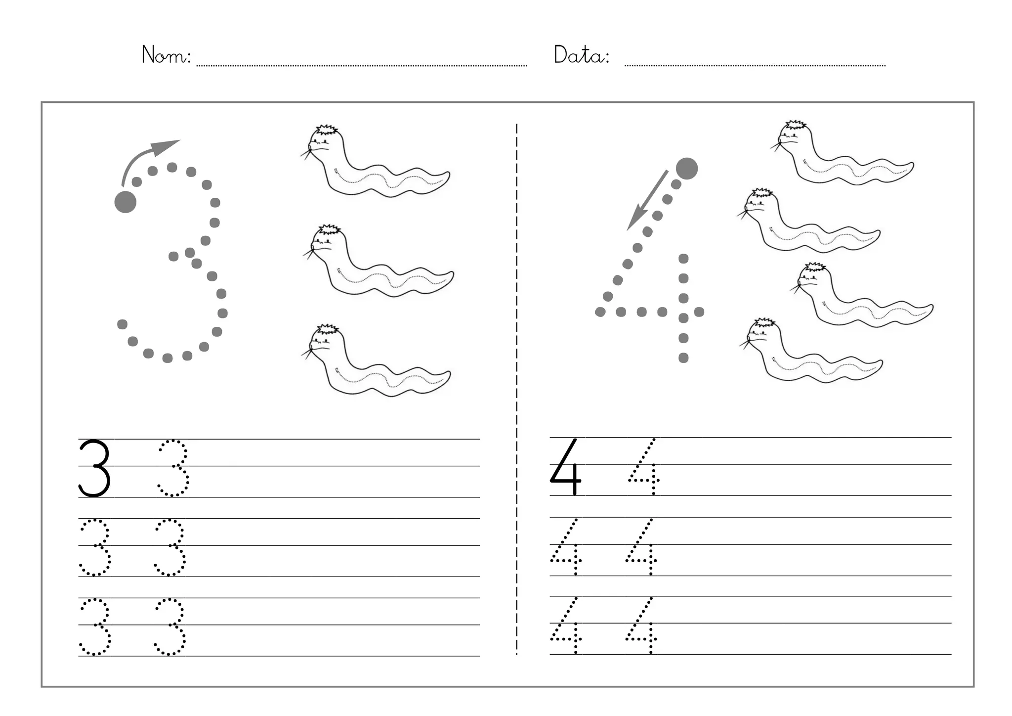 Fitxes caligrafia numeros 1 9 | PDF