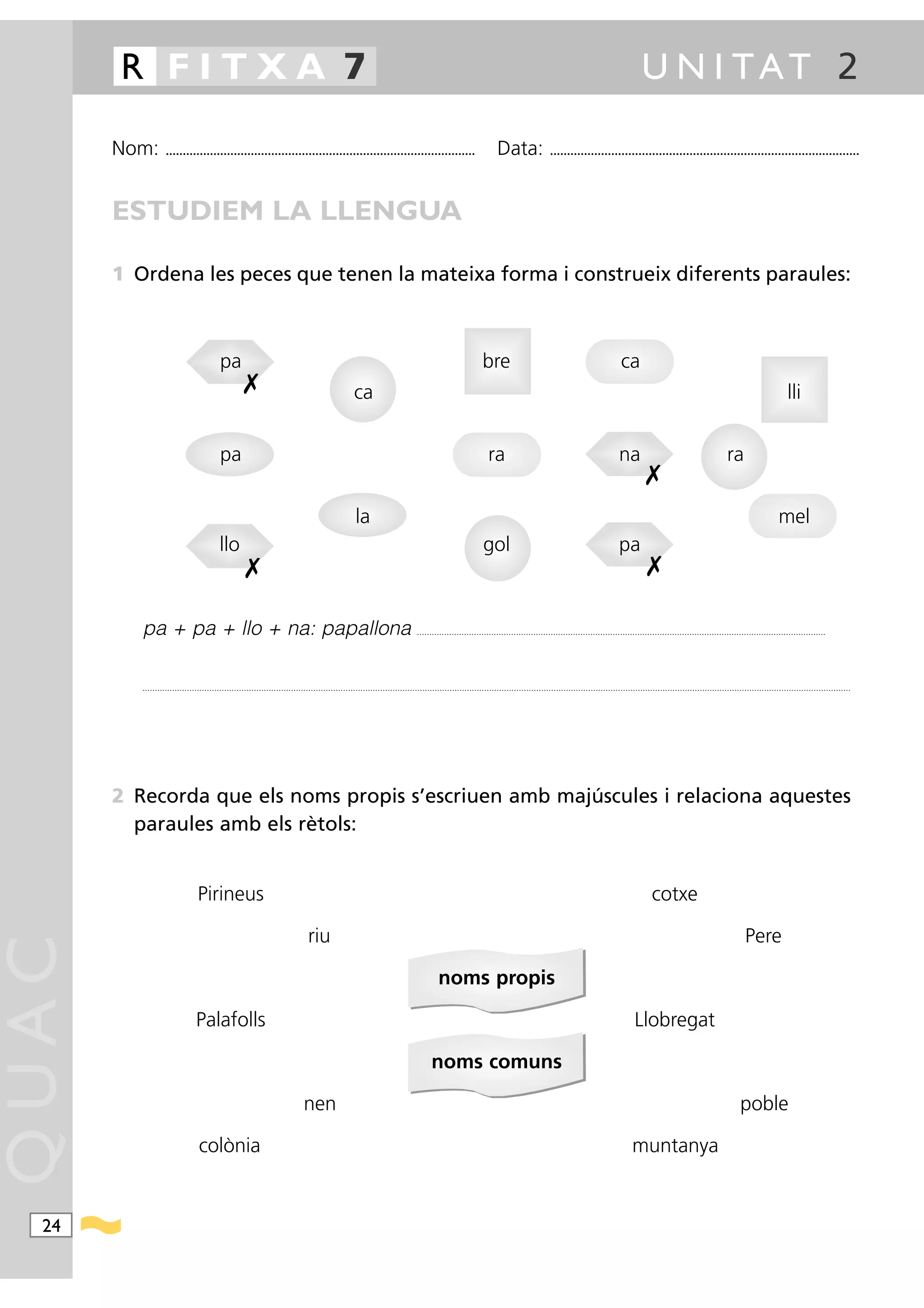 Fitxes llengua nivell 3r | PDF