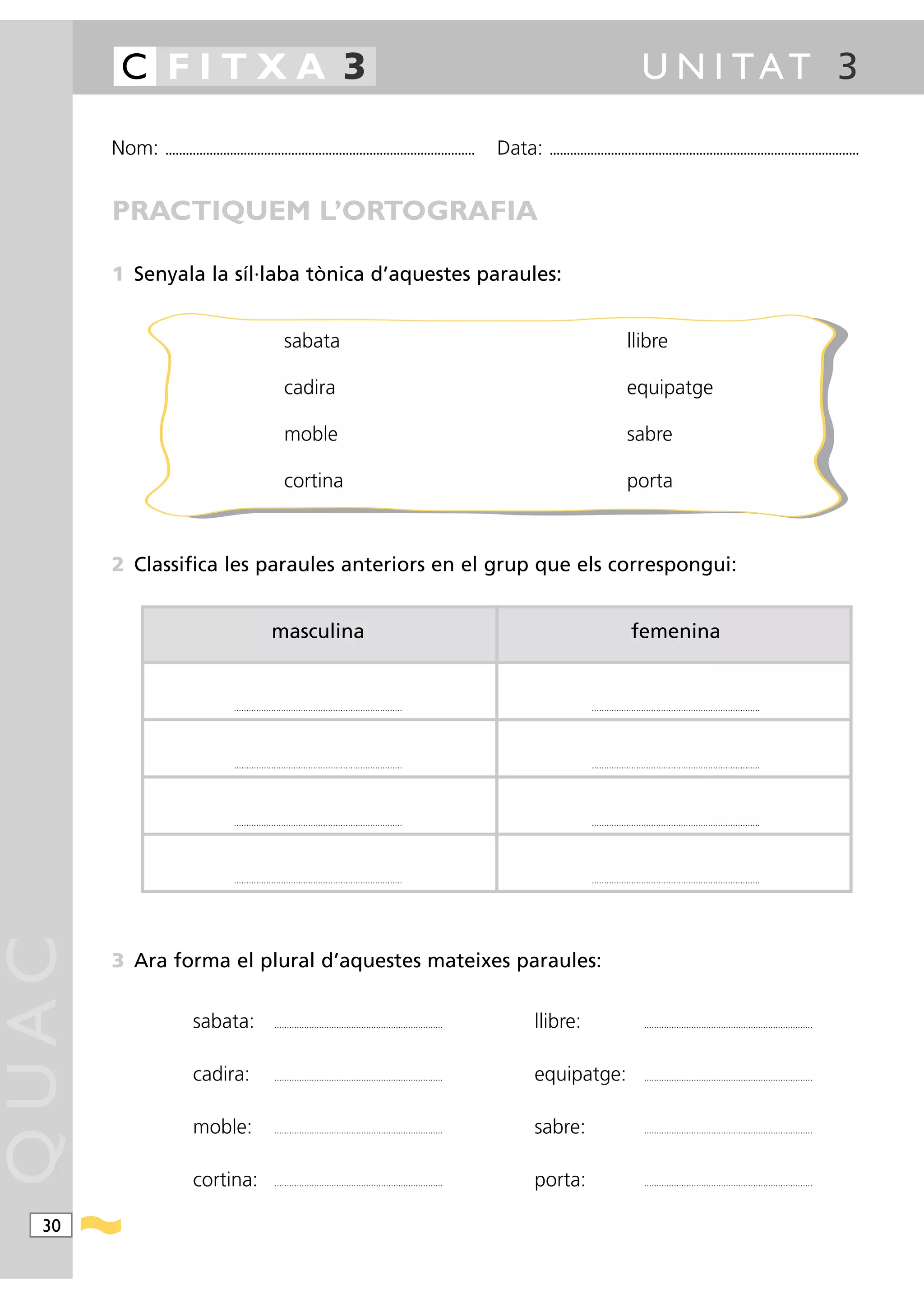 Fitxes llengua nivell 3r | PDF