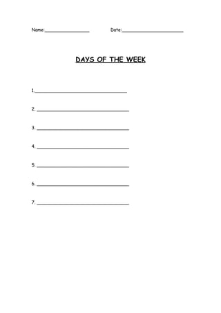 Days of the week & Numbers | DOC