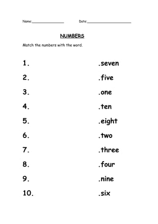 Days of the week & Numbers | DOC