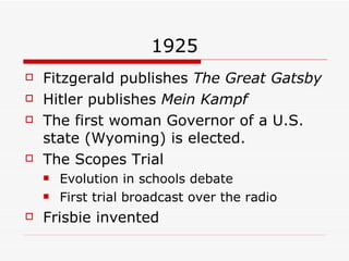 F Scott Fitzgerald And The 1920s | PPT