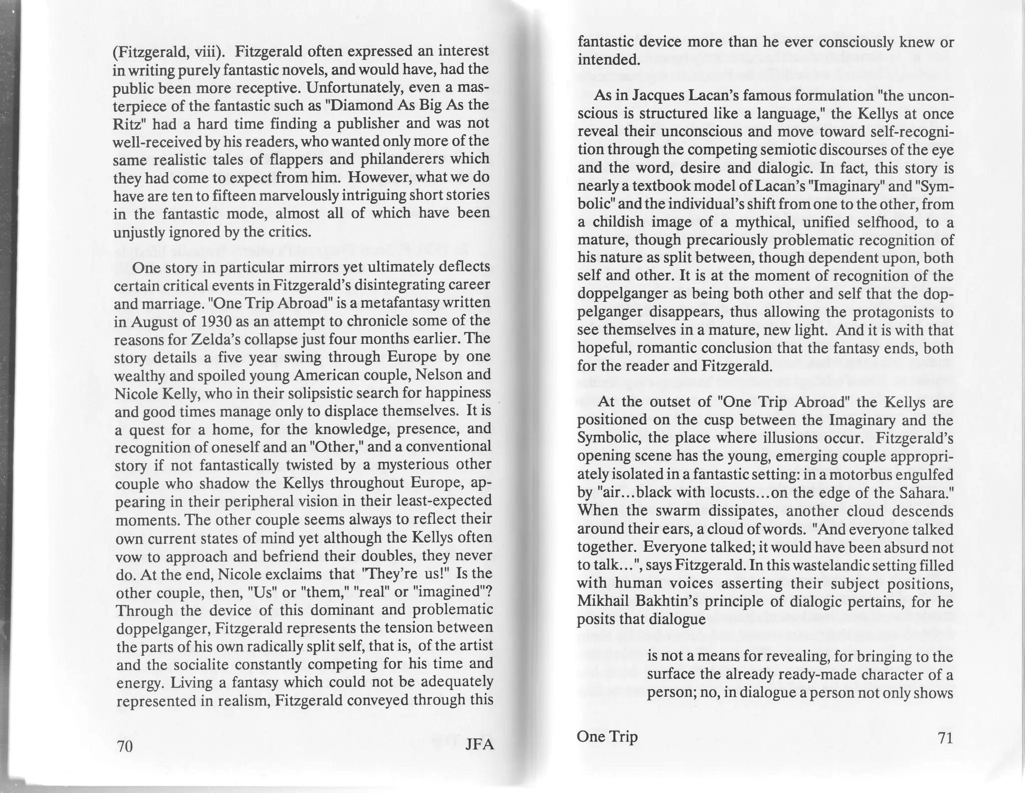 Fitzgerald's "One Trip Abroad" | PDF