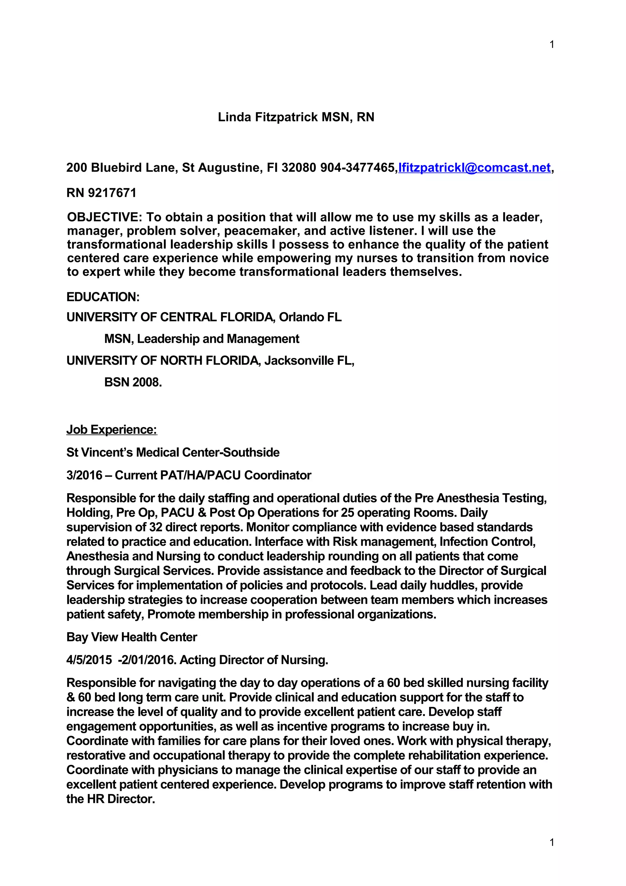 Fitzpatrick resume july, 2016 | DOC