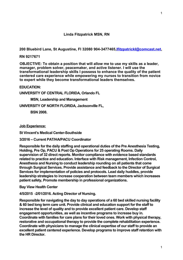 Fitzpatrick resume july, 2016 | PDF