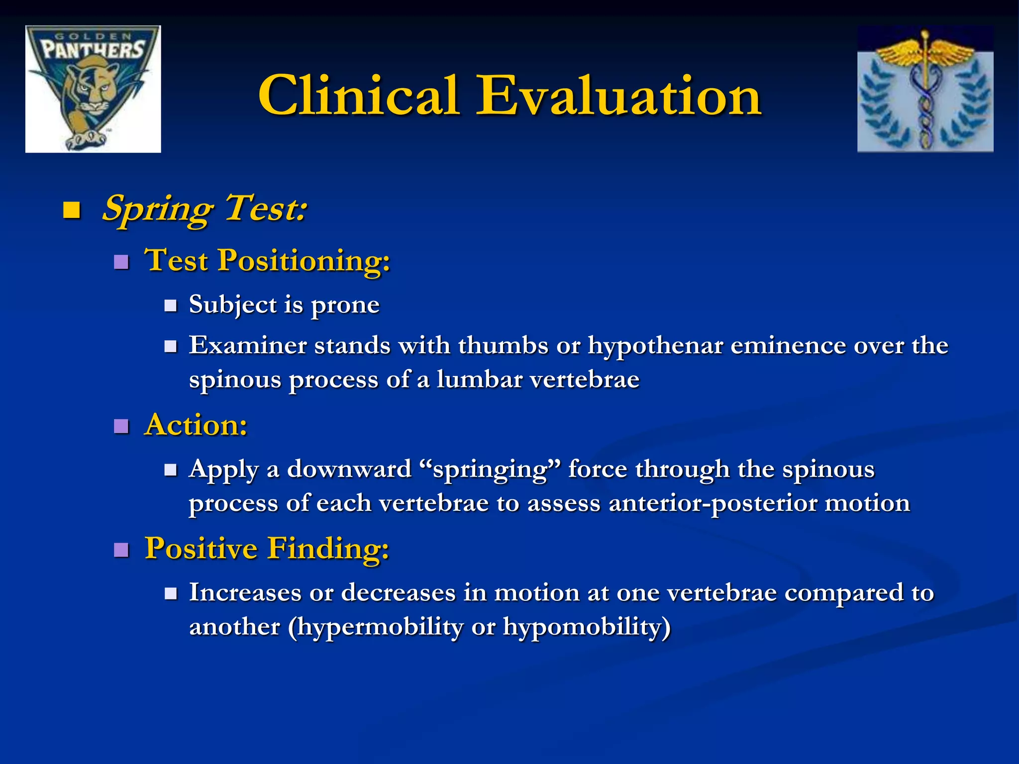 _FIU - Thoracic and Lumbar Spine Special Tests and Pathologies (1 ...