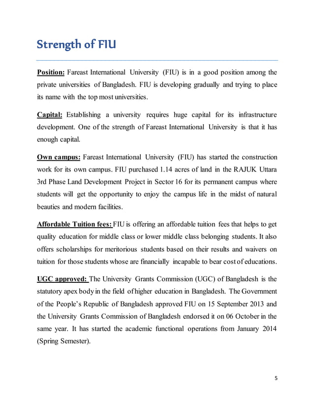 Fiu strength and weakness | PDF