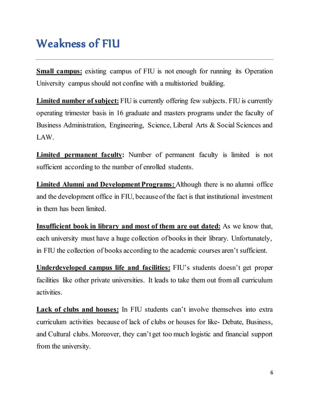 Fiu strength and weakness | PDF