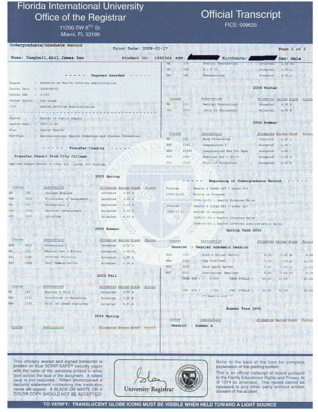 Transcript - Graduate and Unergraduate | PDF | Undergraduate Education ...