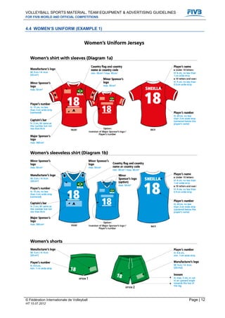 Volleyball sports material team equipment and advertising guidelines | PDF