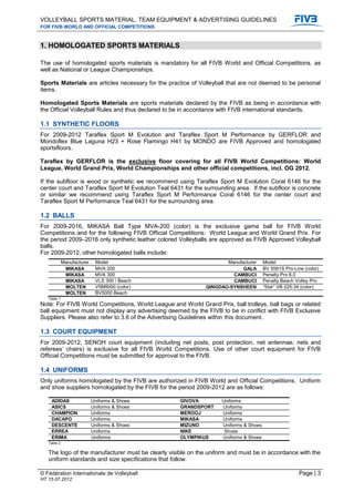 Volleyball sports material team equipment and advertising guidelines | PDF