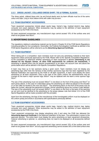 Volleyball sports material team equipment and advertising guidelines | PDF