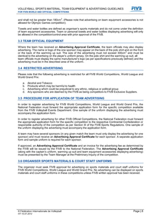 Volleyball sports material team equipment and advertising guidelines | PDF