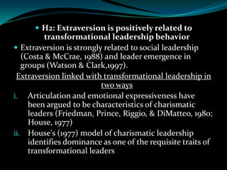 Five factor model of personality and transformational leadership | PPTX ...
