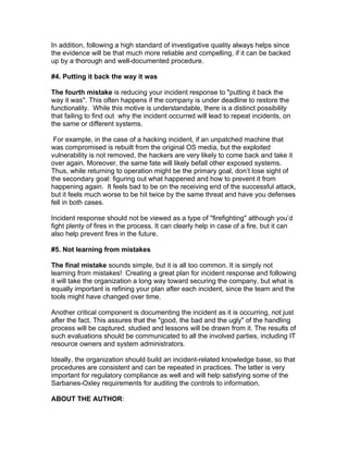 Five Mistakes of Incident Response | DOC