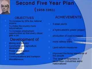 Five year plans of India:Goals and Achievements | PPT
