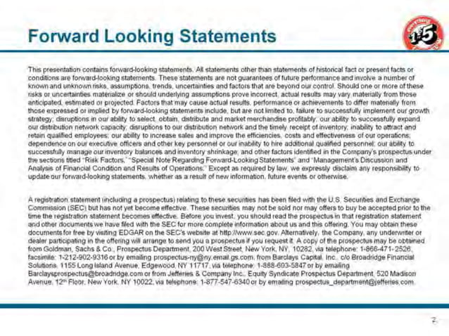 Five below ipo roadshow investor presentation - jul 2012 | PPT