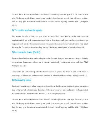 Five benefits of Reciting The Holy Quran. | PDF