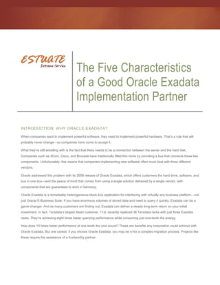 Five Characteristics of a Good Oracle Exadata Implementation Partner | PDF