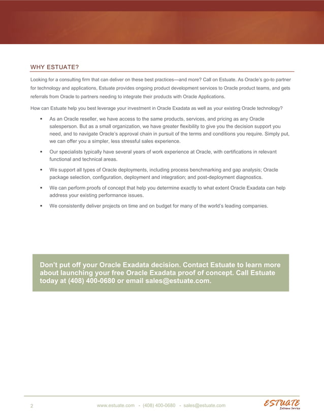 Five Characteristics of a Good Oracle Exadata Implementation Partner | PDF