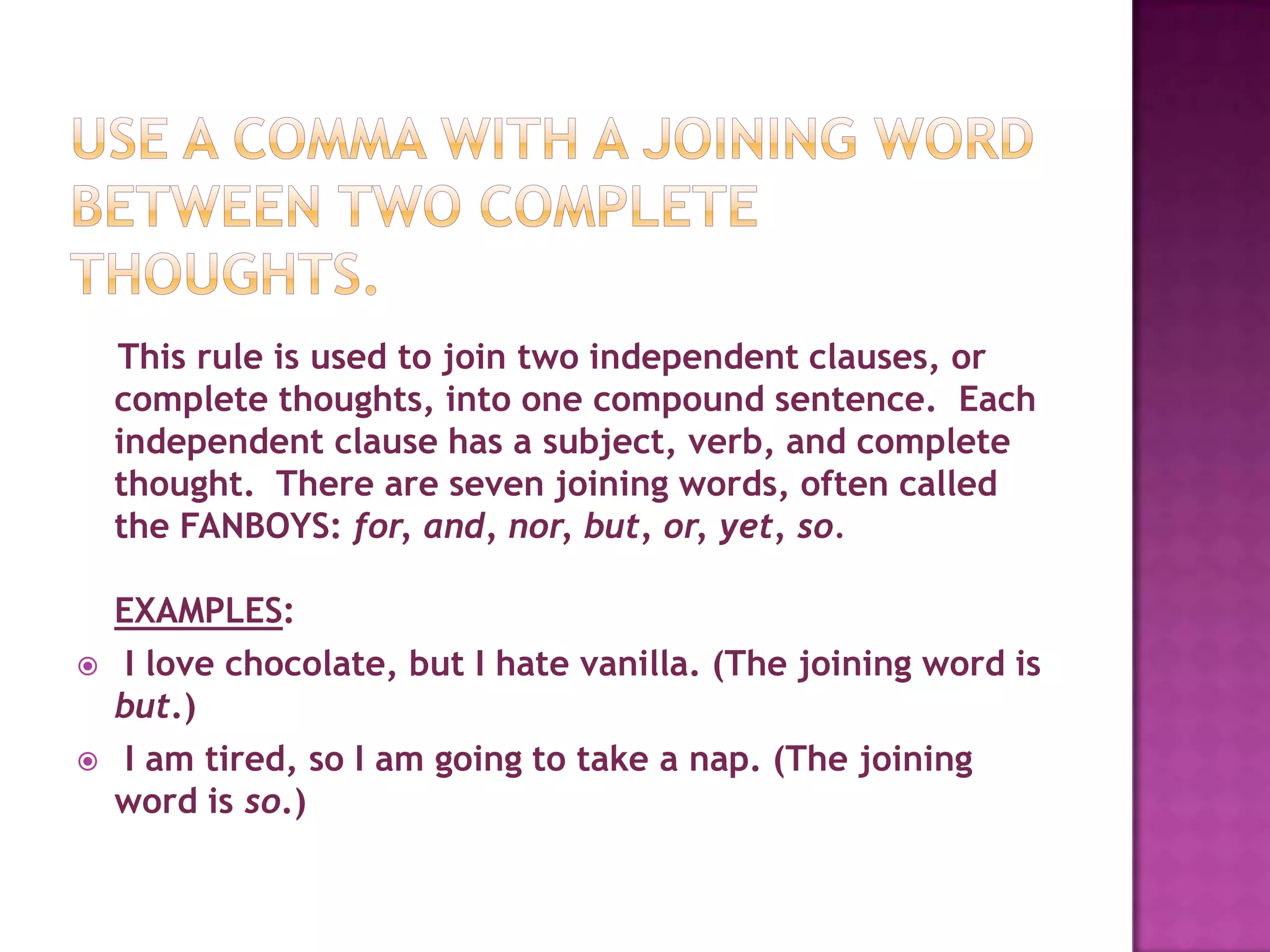 Five Comma Rules | PPTX