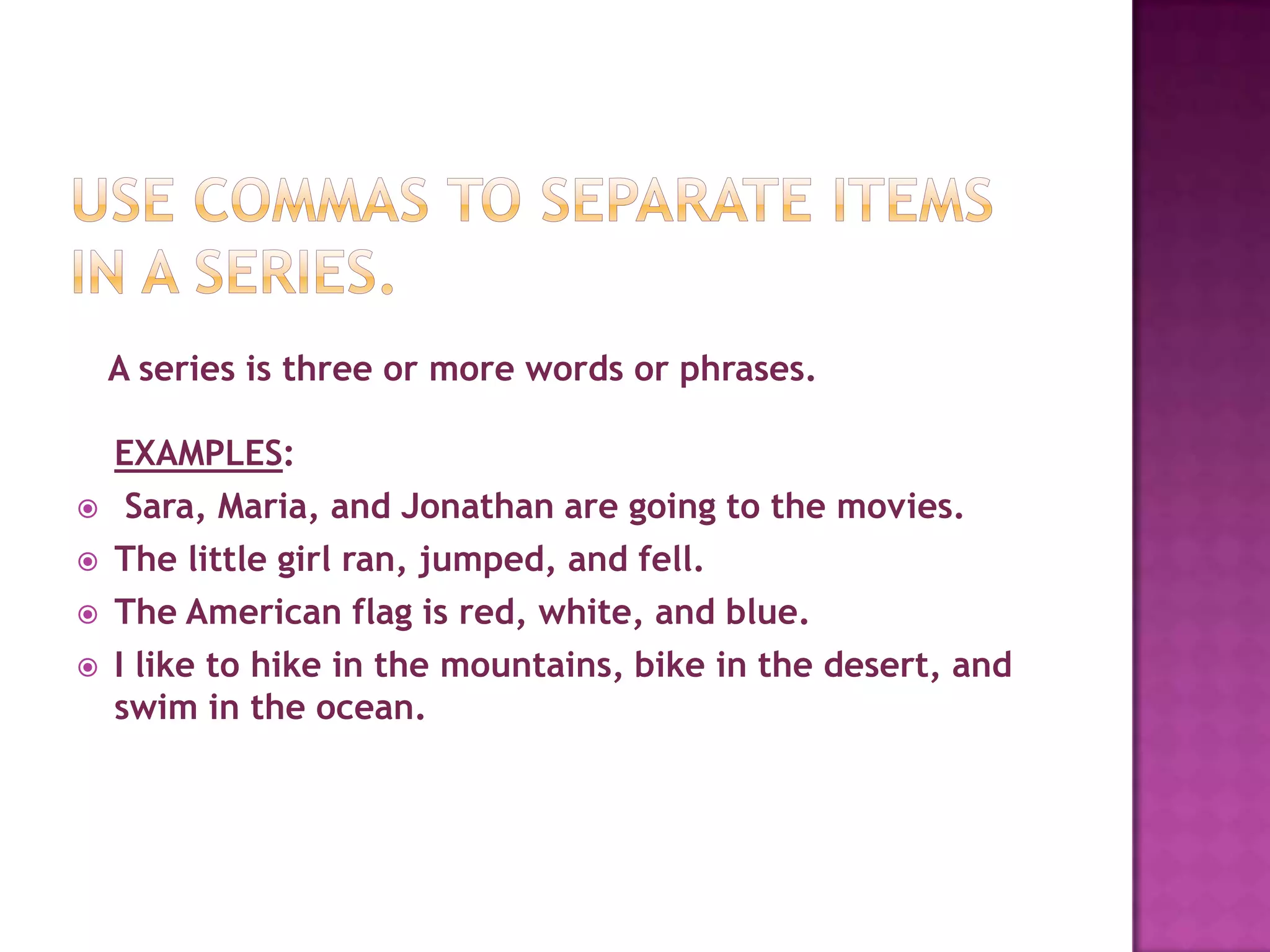Five Comma Rules | PPTX