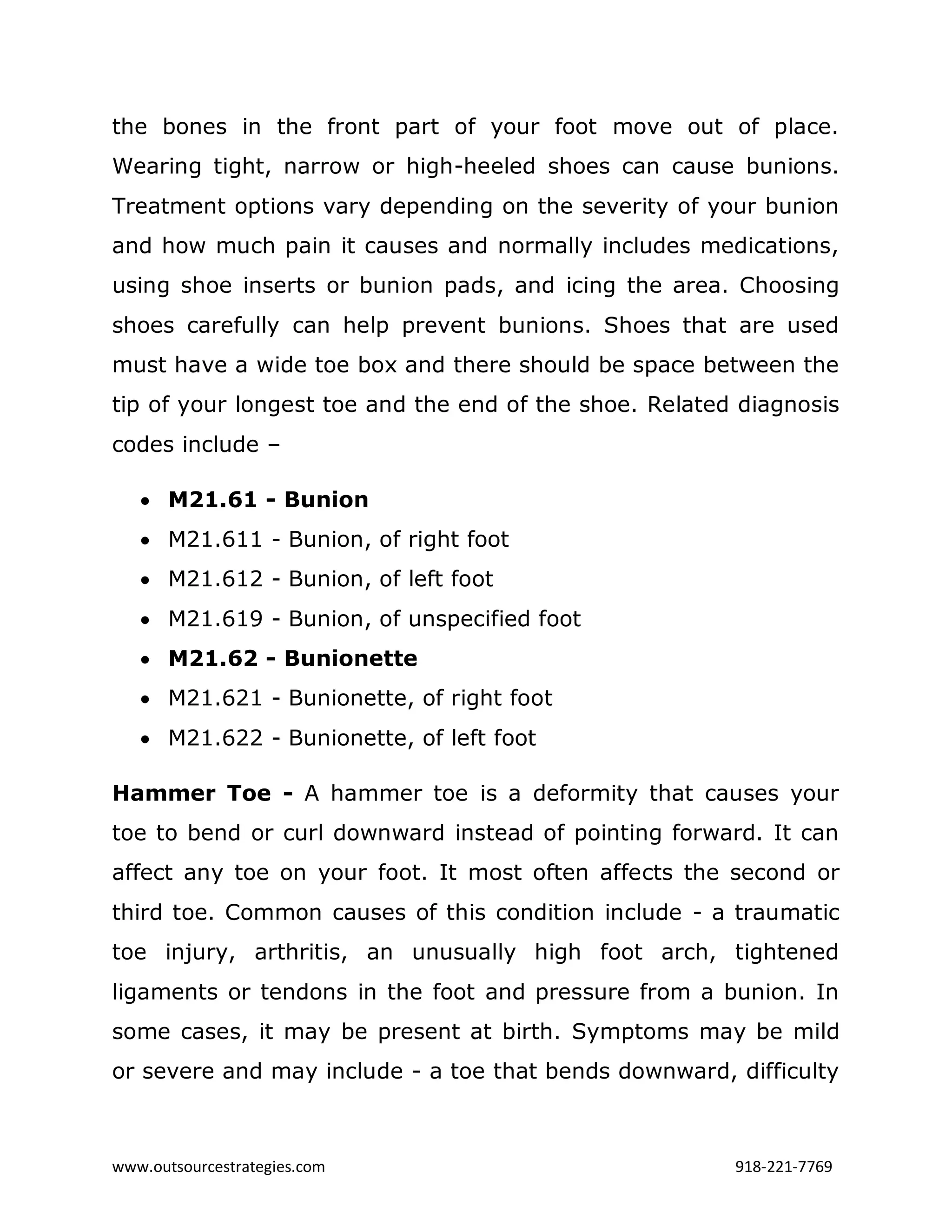 Five Common Foot Conditions and Their ICD-10 Codes | PDF