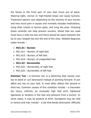 Five Common Foot Conditions and Their ICD-10 Codes | PDF