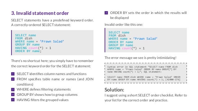 Five Common SQL Errors Five Common SQL Errors