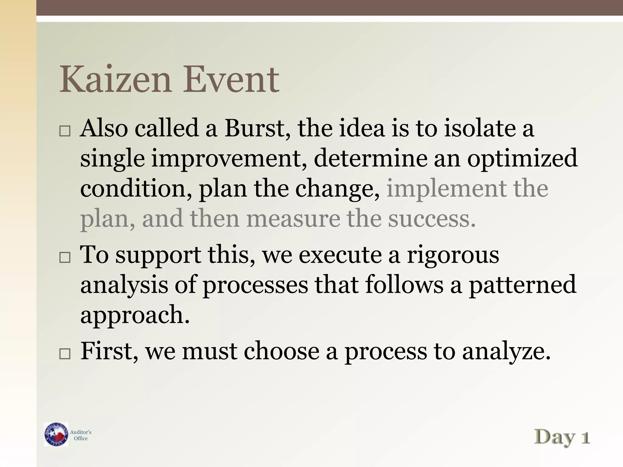 Five days of kaizen | PPTX