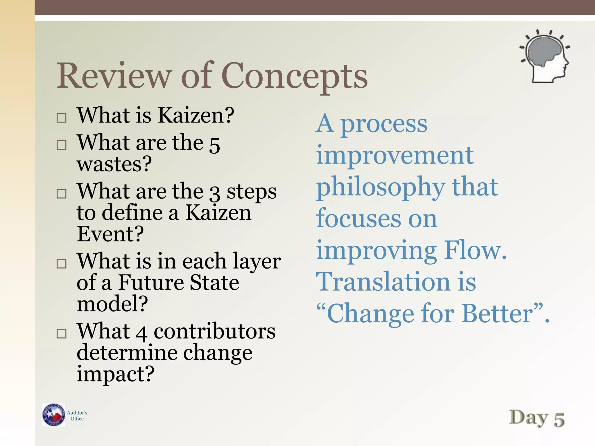 Five days of kaizen | PPTX