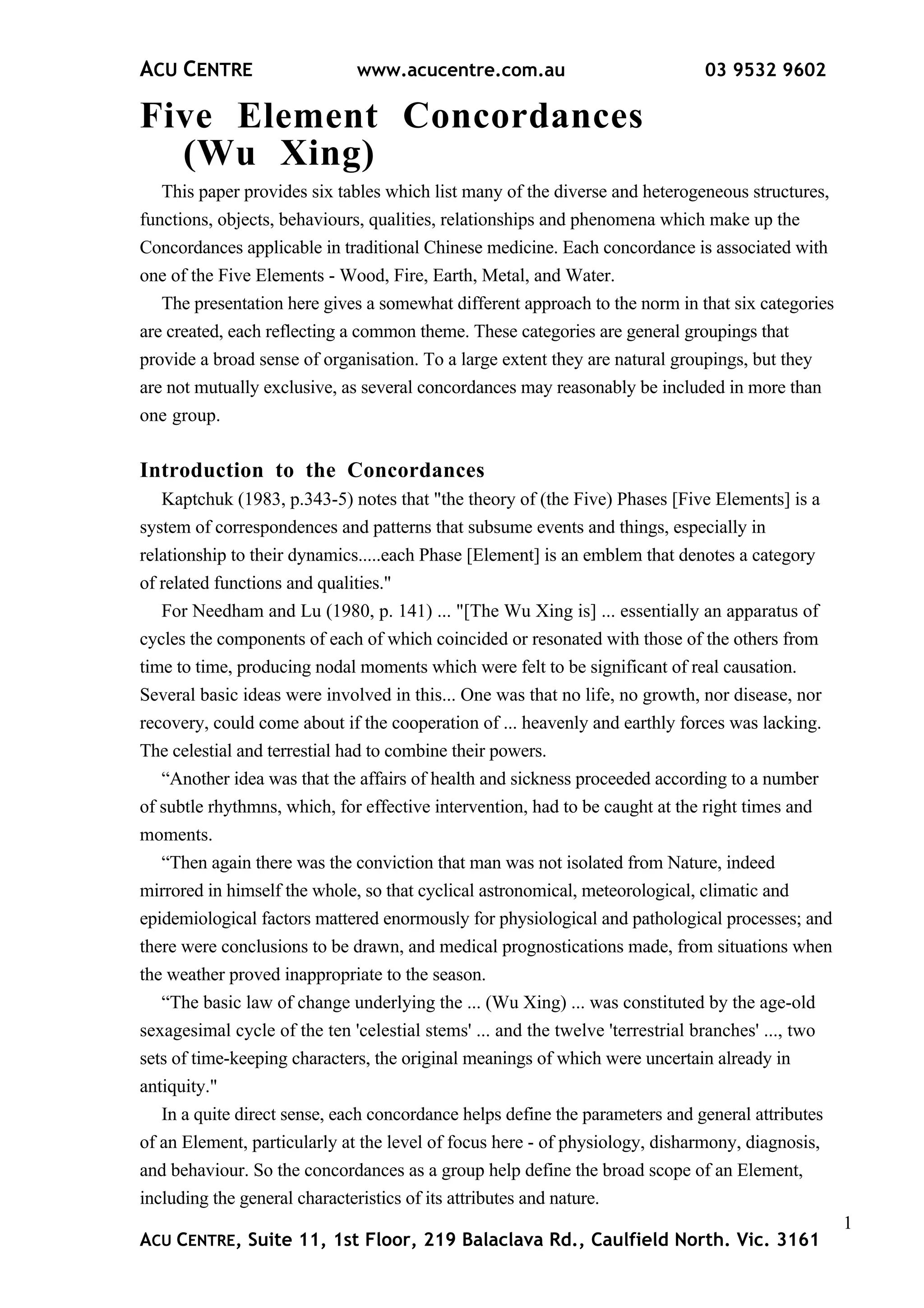 Five element concordances | PDF