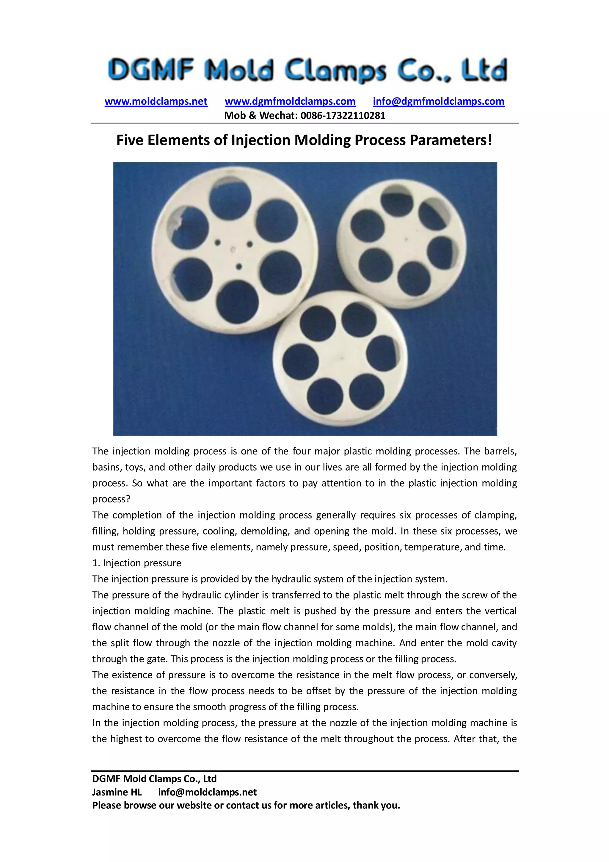 Five elements of injection molding process parameters | PDF