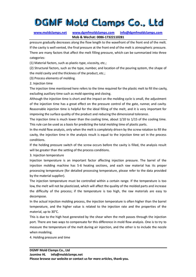 Five elements of injection molding process parameters | PDF