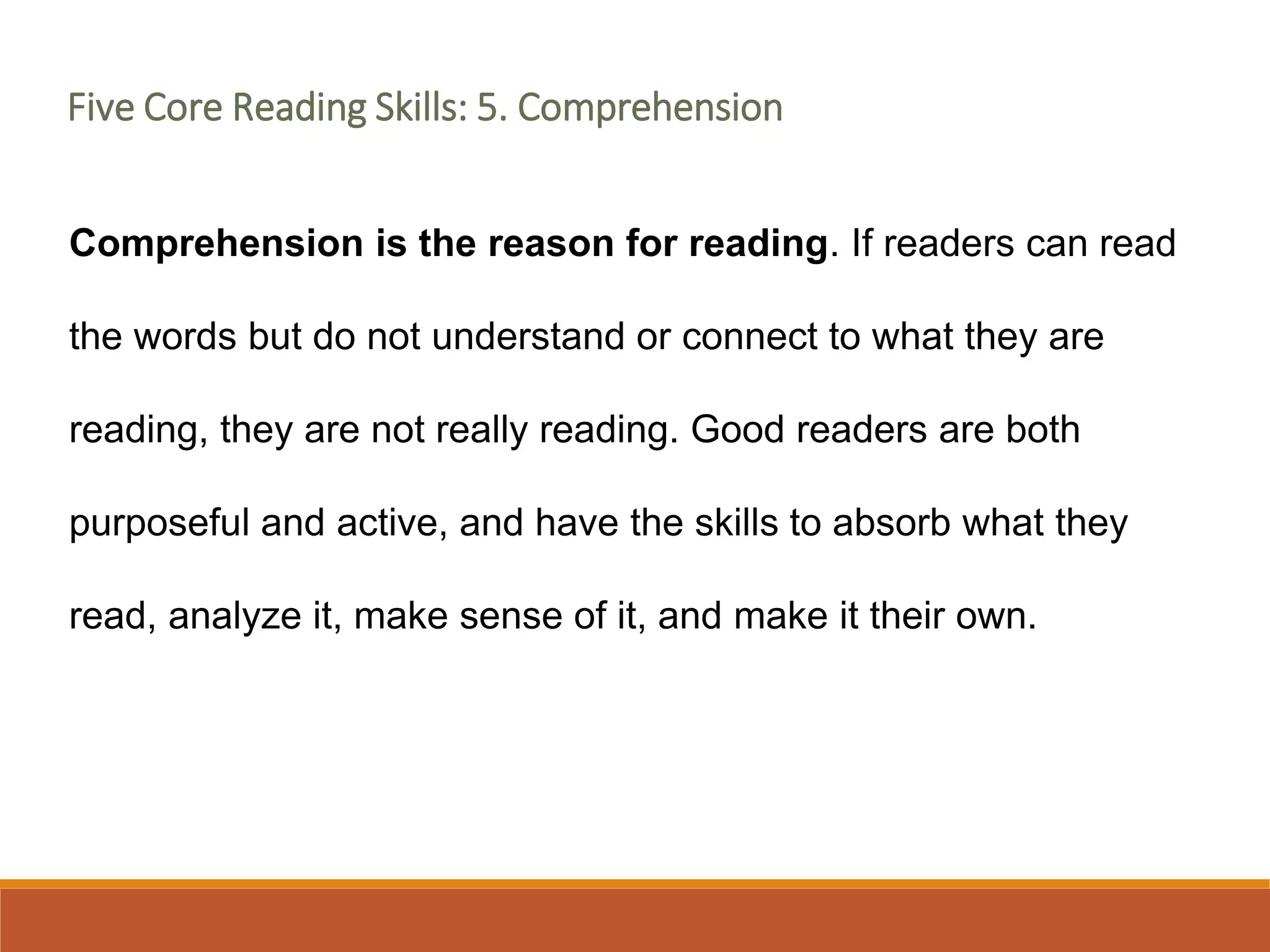 Five essential elements of reading | PPT
